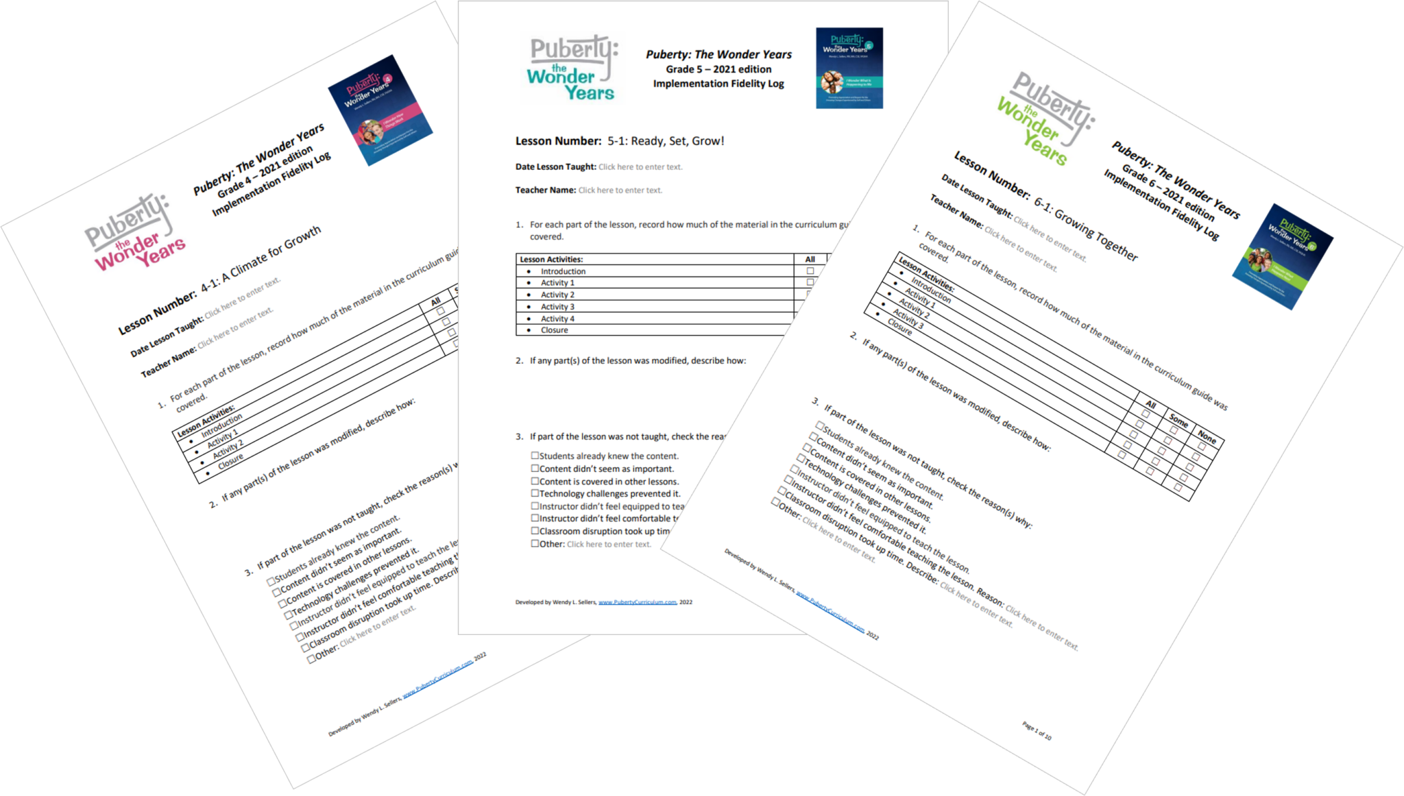 Implementation Fidelity Log - Puberty Curriculum